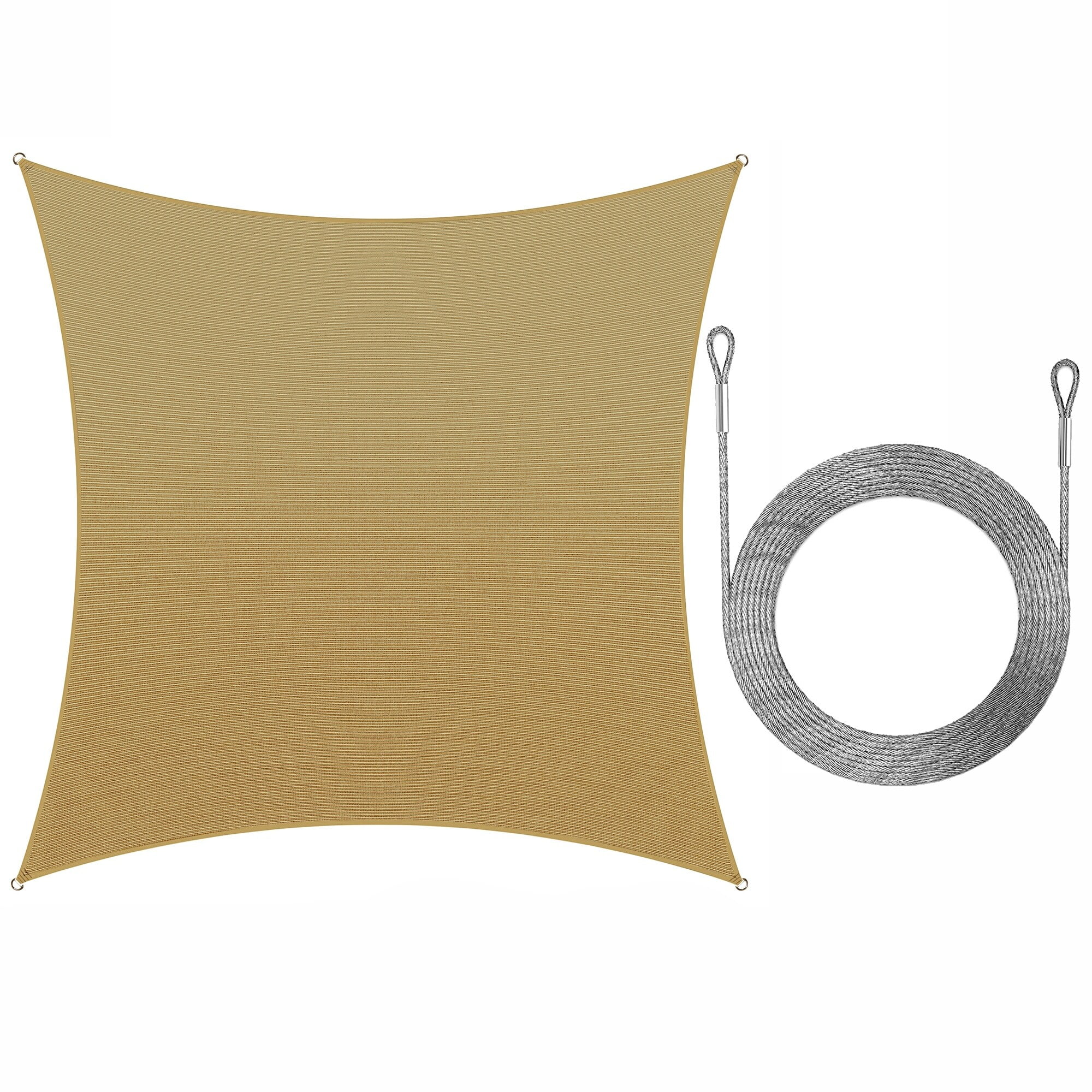 ColourTreeUSA Square Sun Shade Sail w/Cable Ropes HDPE Mesh Fabric ...