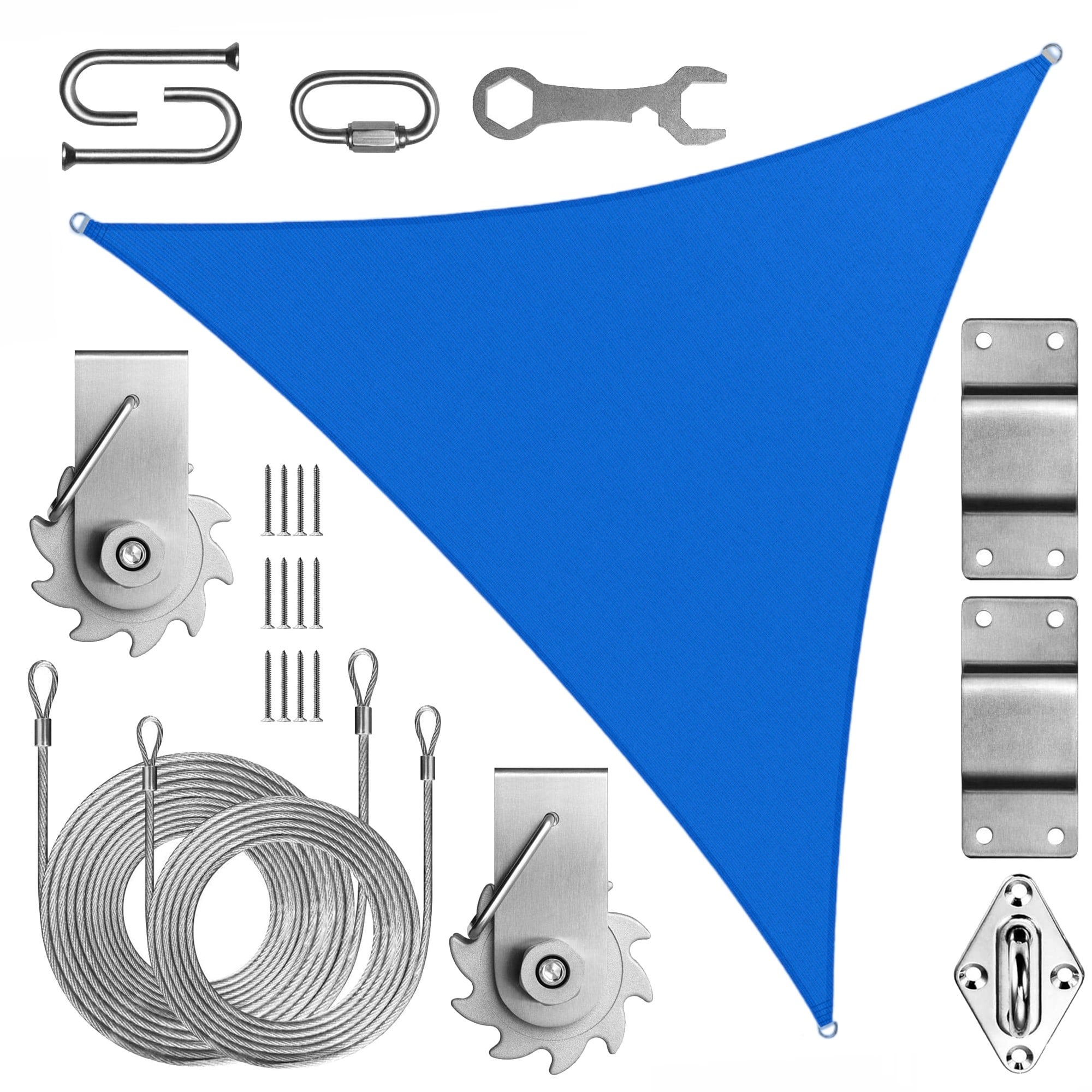 ColourTreeUSA Triangle Sun Shade Sail HDPE with Winch Hardware ...