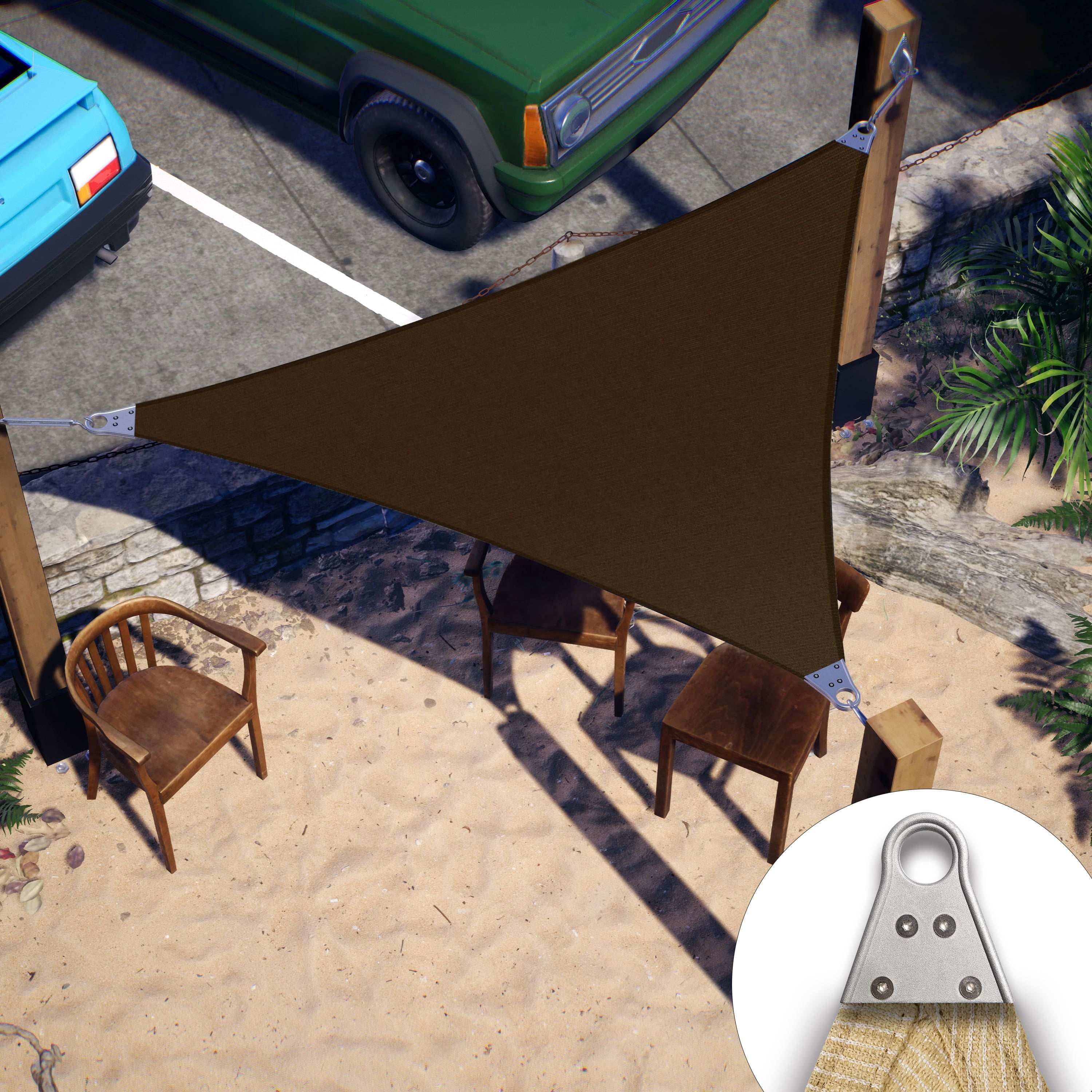 ColourTreeUSA Triangle Sun Shade Sail Reinforced Super Ring HDPE Mesh ...