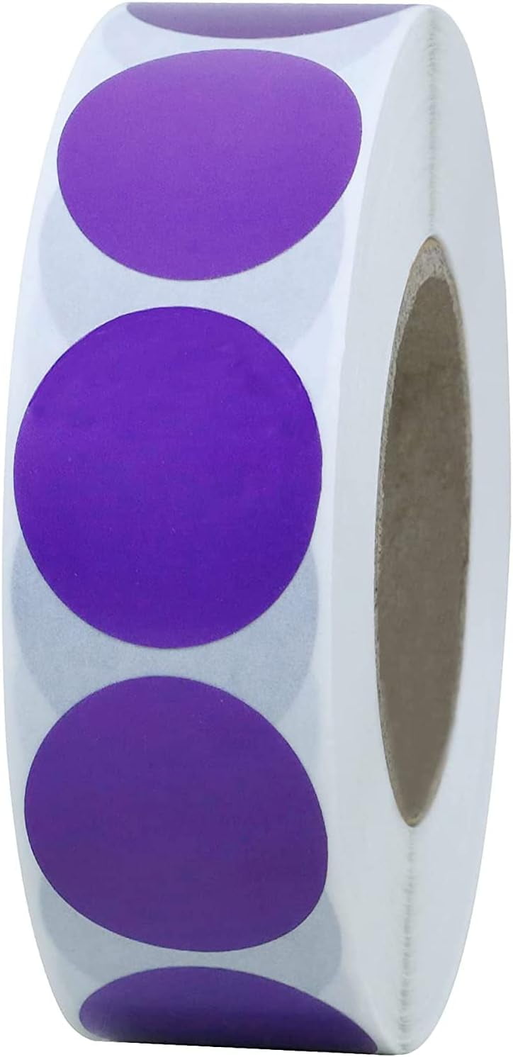 Coloured Dot Stickers 500 Pcs 25mm Purple Self Adhesive Circle Sticky ...