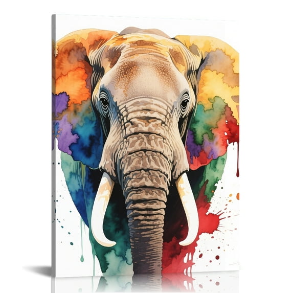 Coloured Elephant Canvas Wall Art, Wall Decor for Bathroom, Wall Decor ...