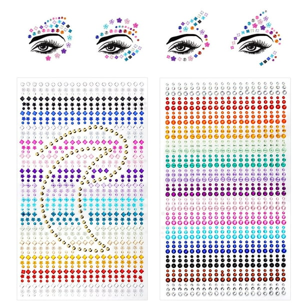 Coloured Face Diamonds, Self Adhesive Holiday Face Stickers, Nail ...