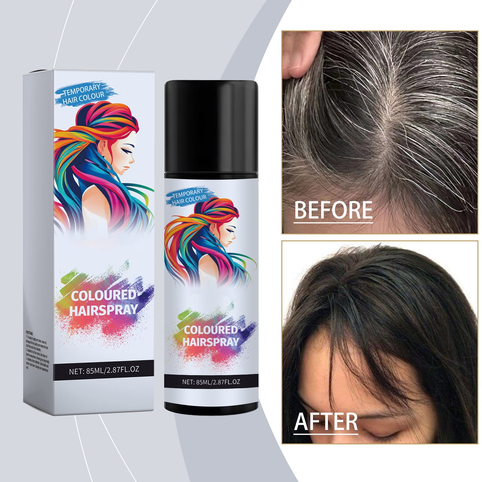 Coloured Hairspray Temporary Hair Dye Spray A Curl Can 10 Leave in ...