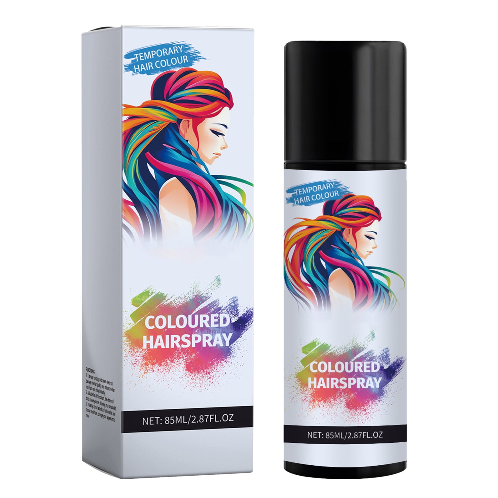 Coloured Hairspray Temporary Hair Dye Spray Disposable Hair Dye Color Supplement Spray Temporary ...