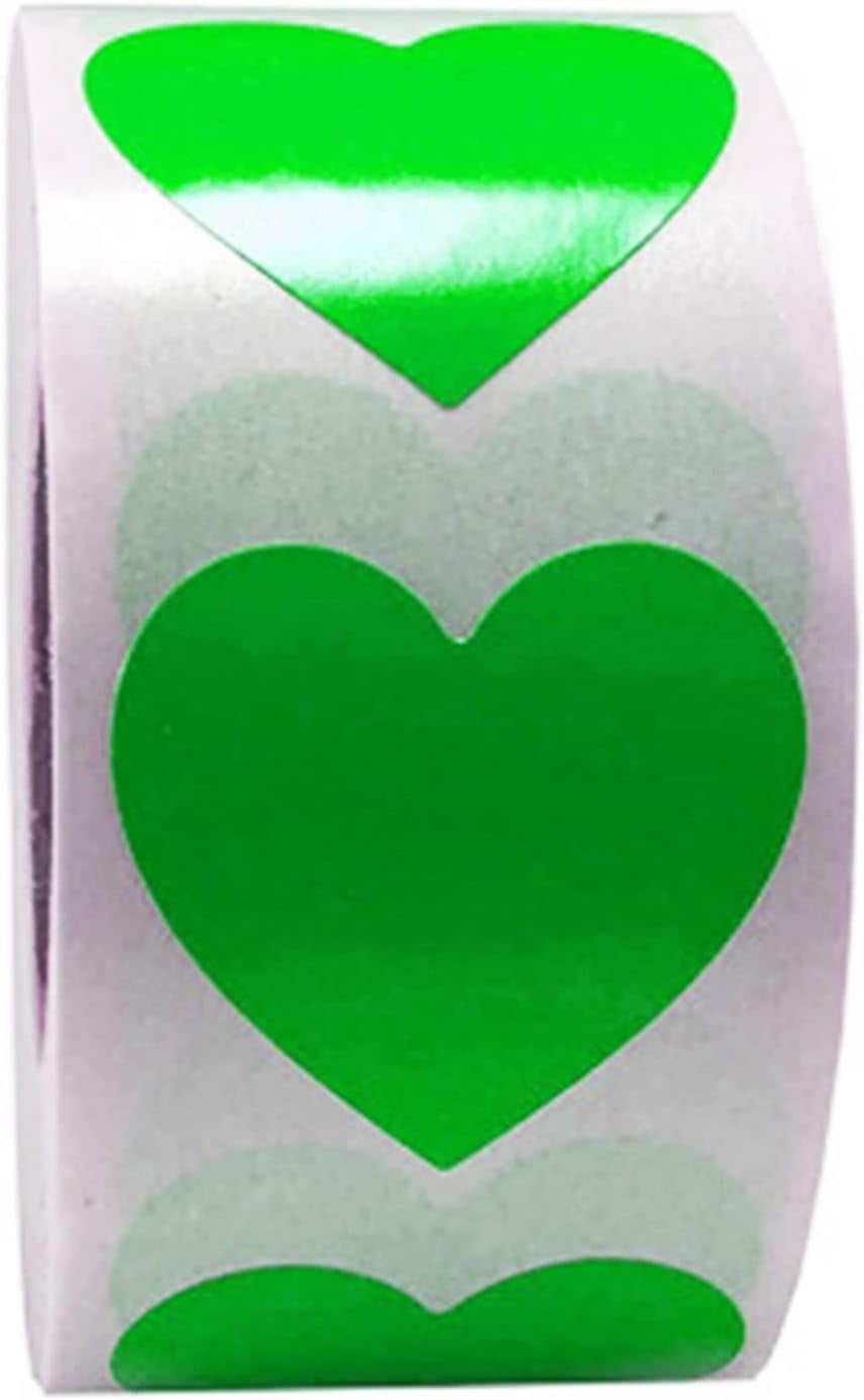 Coloured Heart Stickers 500 Pcs 25mm Green Self Adhesive Heart Labels ...