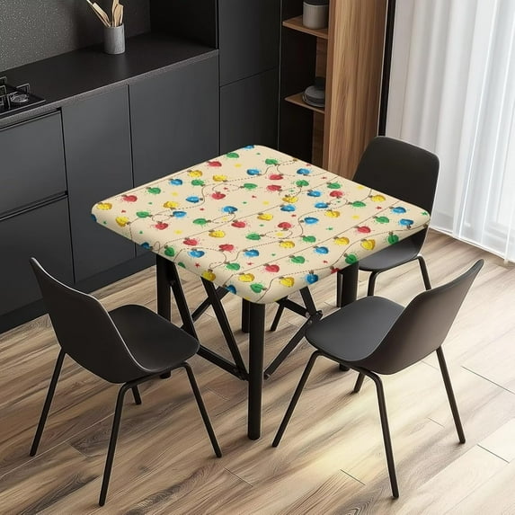 Coloured Lights Fitted Tablecloth with Elastic Tables No Slip Cloth ...