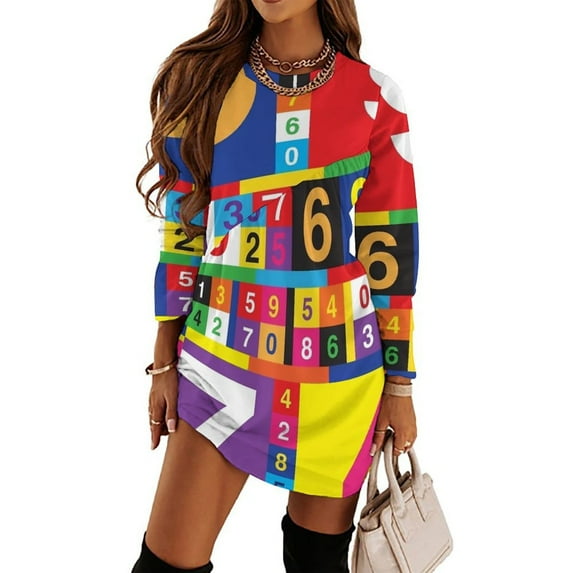 Coloured Numbers Loose Dress Evening Dress Summer Dresses for Women ...