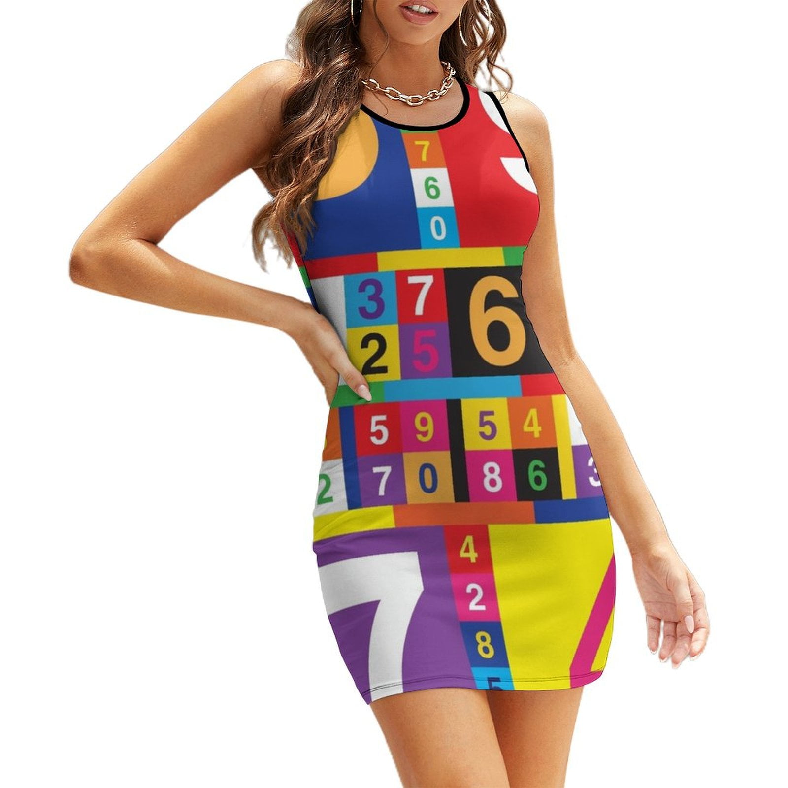 Coloured Numbers Sleeveless Dress summer outfits for women 2024 african ...