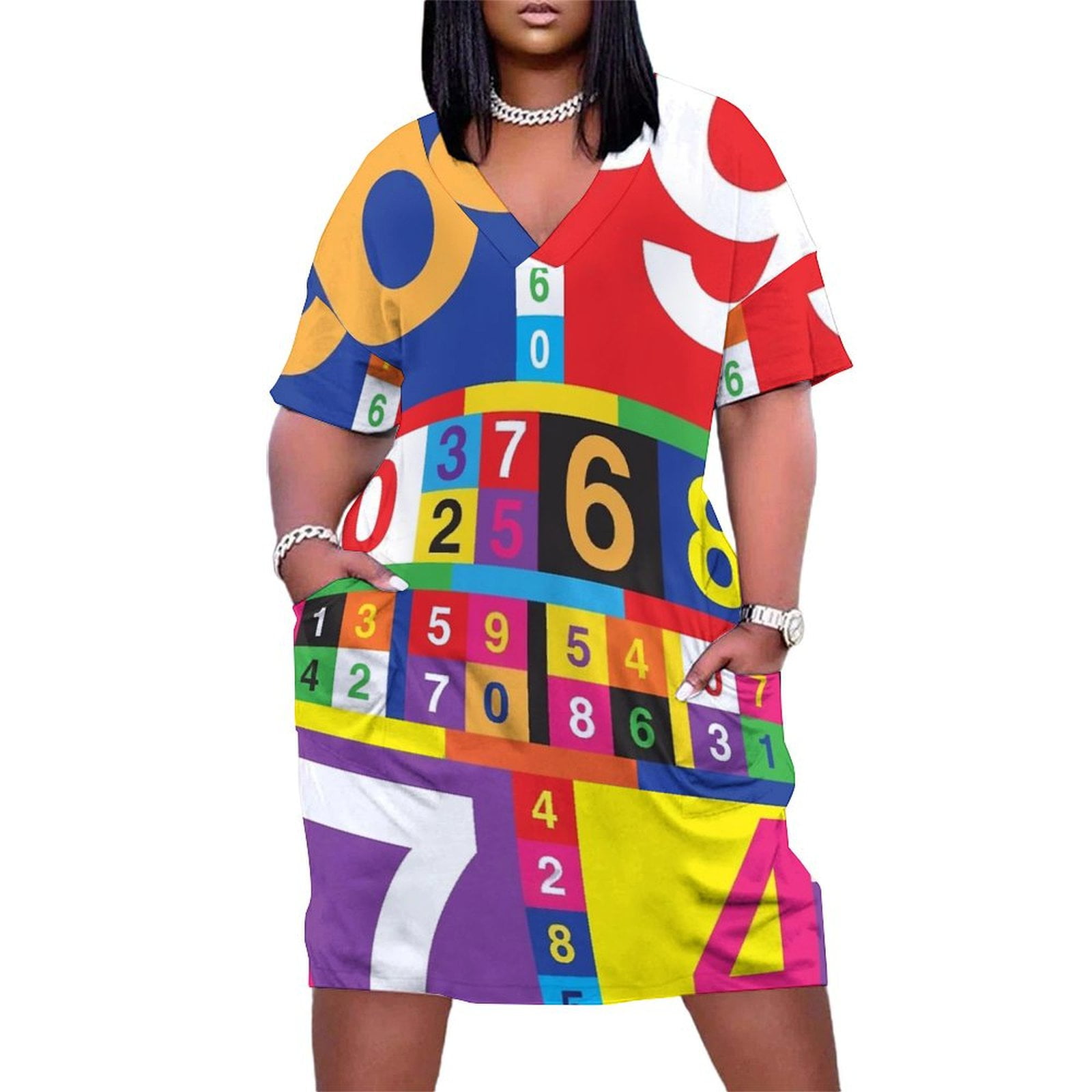 Coloured Numbers Summer Dresses for Women Plus Size Sundress Short ...