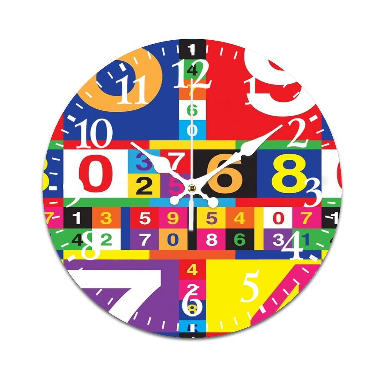 Coloured Numbers Wall Clock Modern Design Clocks Wall Hanging Home ...