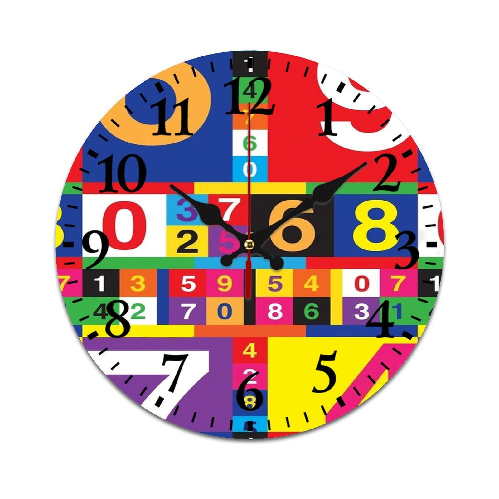 Coloured Numbers Wall Clock Modern Design Clocks Wall Hanging Home ...