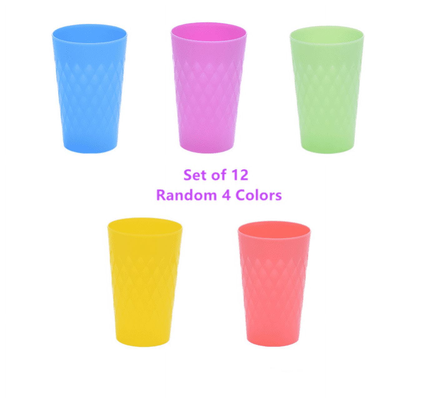 Coloured Plastic Cups (12 Pack) - 500ml/17.5 fl oz - Reusable Drinking ...