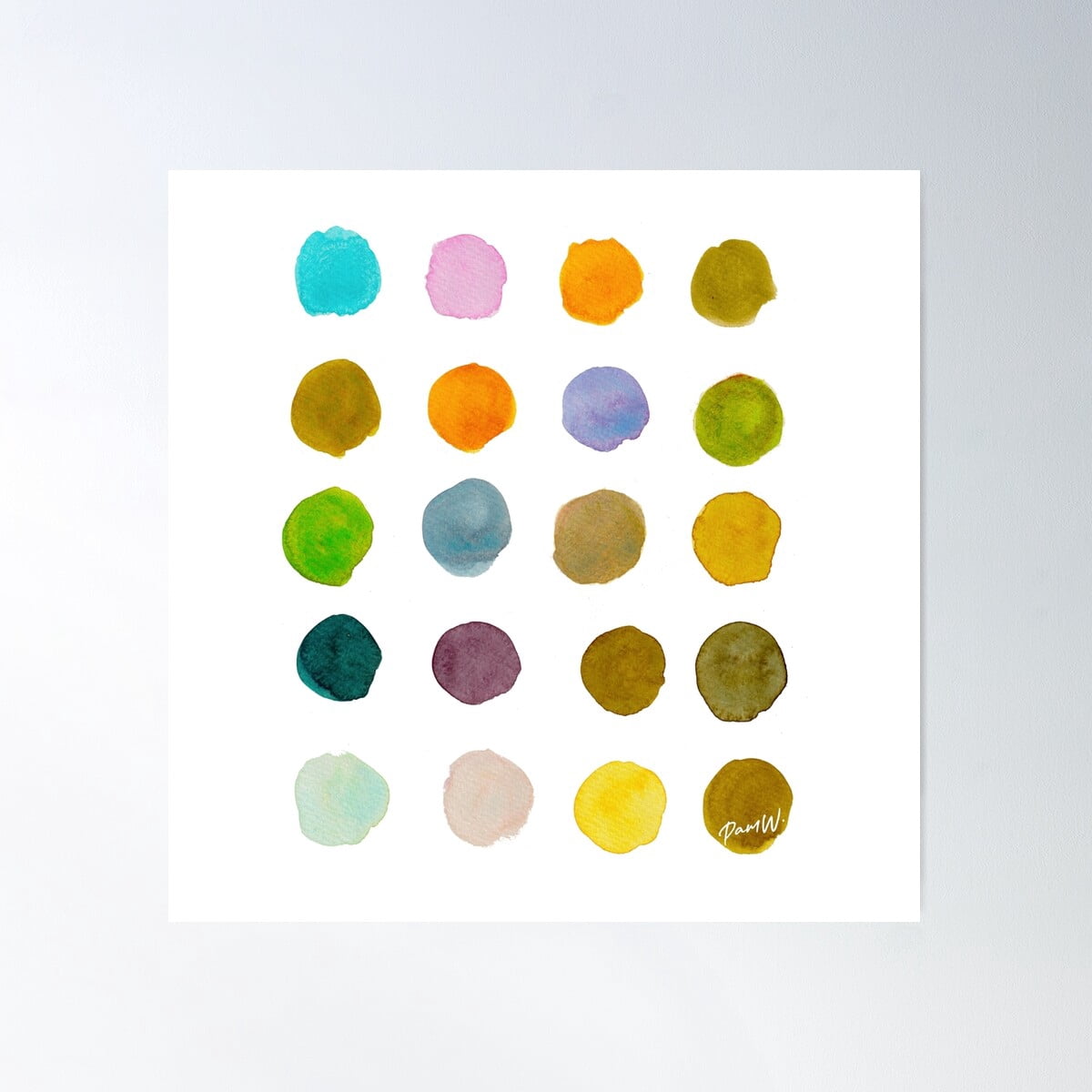 Coloured Spots Poster Wall Art, Modern Wall Decor For Living Room ...
