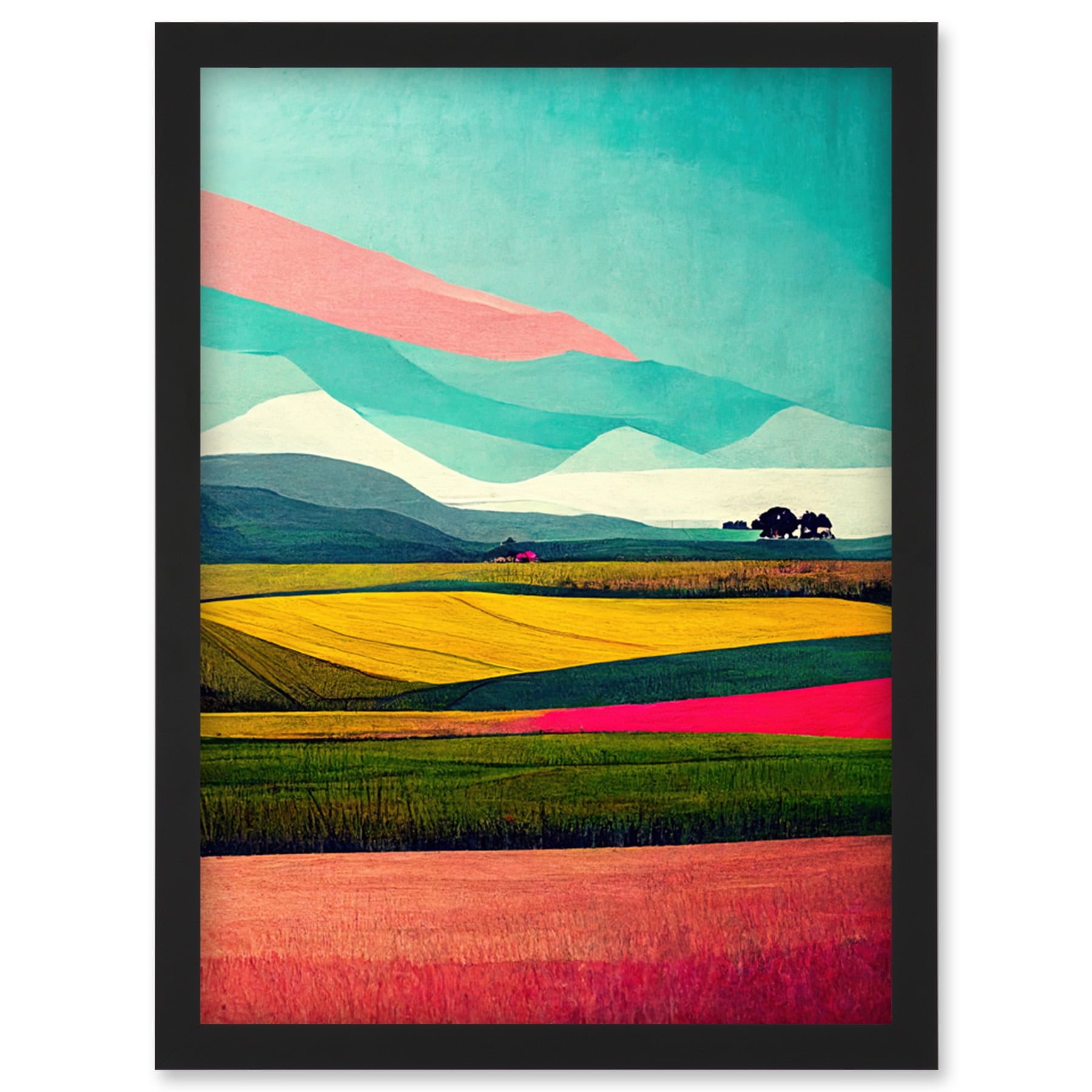 Colourful Abstract Modern Country Landscape Multicoloured Artwork ...