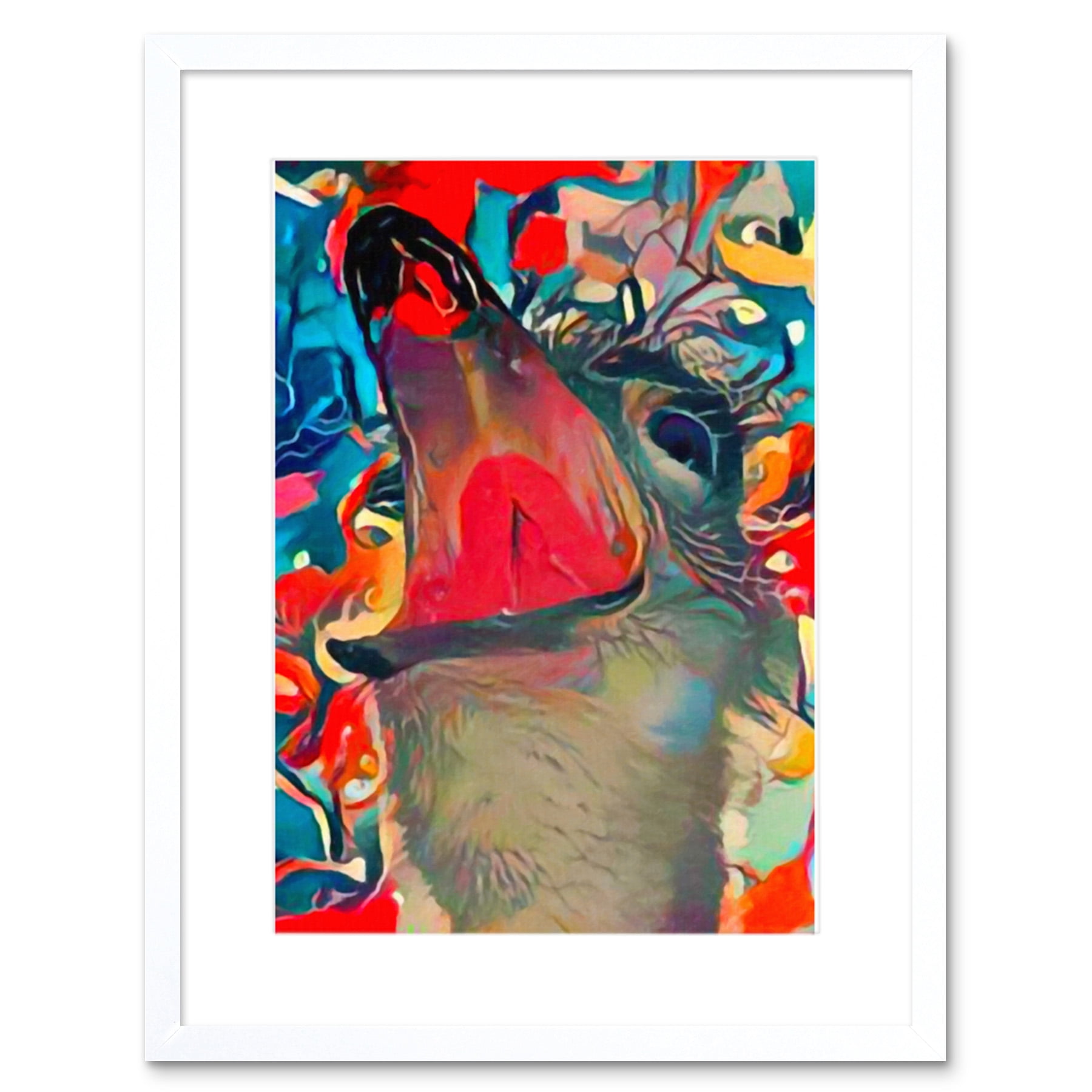 Colourful Abstract Ostrich Face Framed Wall Art Print - Walmart.com