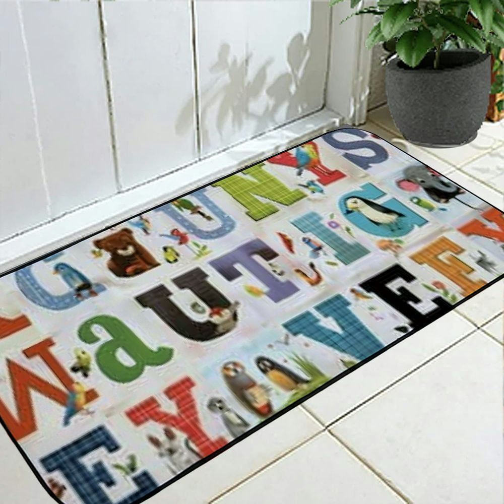Colourful Animal Alphabet Print Doormat,Entry Mat/Garage, Patio ...