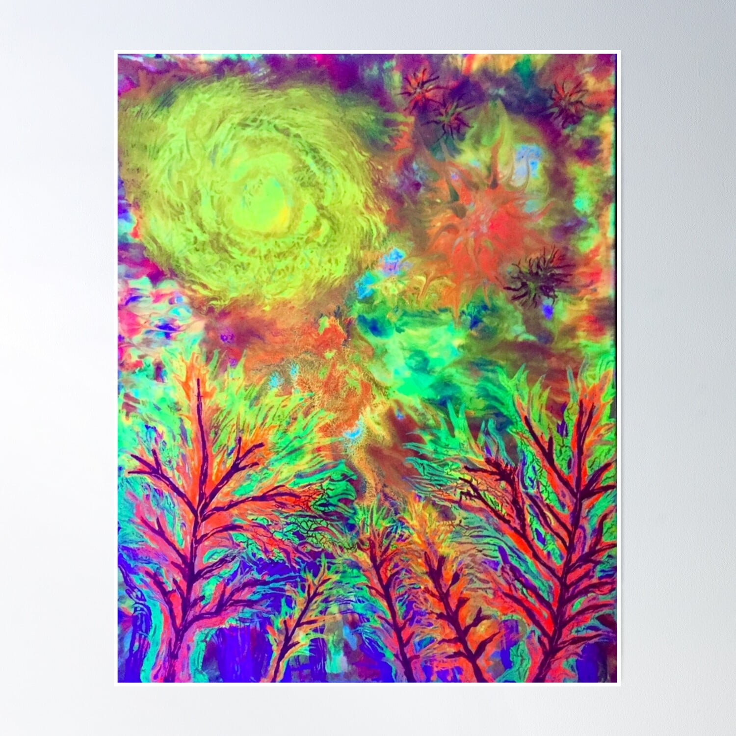 Colourful Art 41 Under Uv Light. Title, Enchanted Forest Magic Poster Wall Art, Modern Wall ...