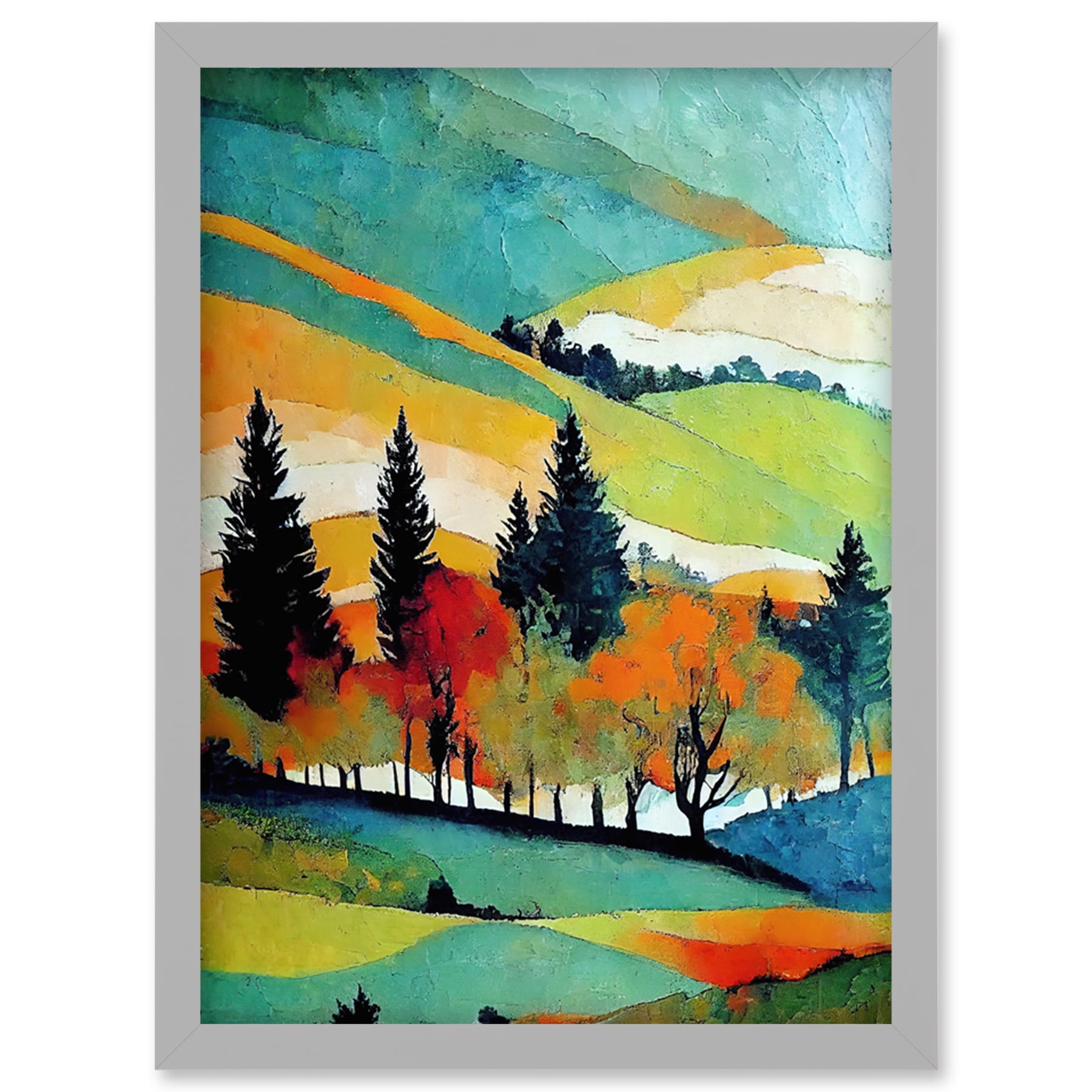 Colourful Autumn Landscape Scotland Hillside Forest Oil Painting ...