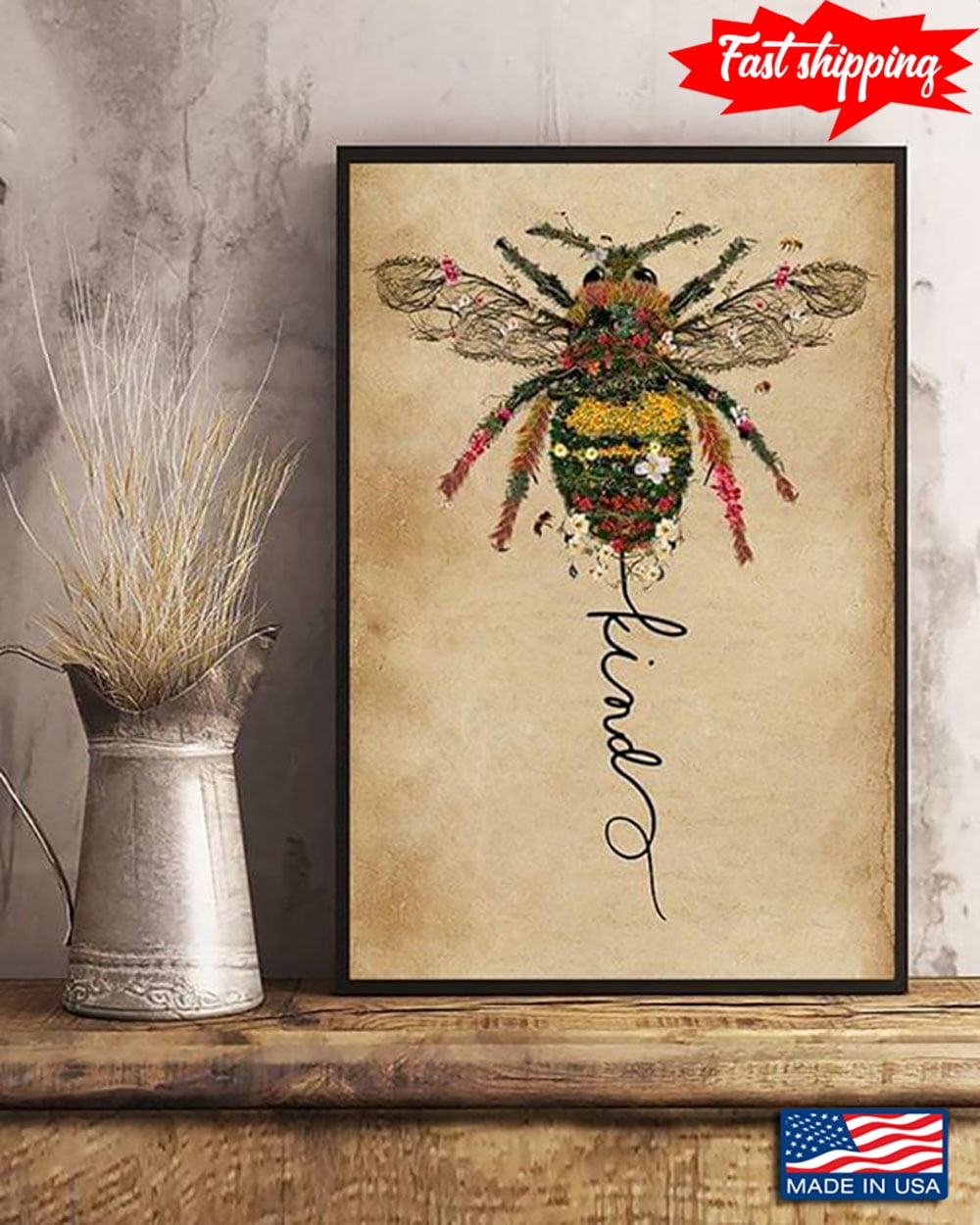 Colourful Bee Be Kind 24 x 36 Inch Poster - Walmart.com