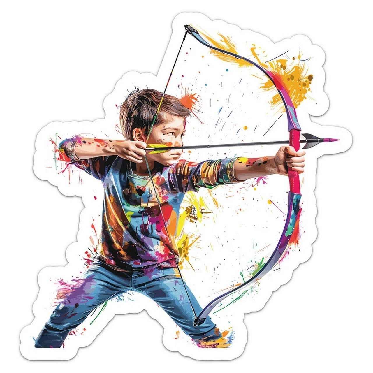 Colourful Boy Archery Sticker Phone Decal Water Bottle Stickers Car ...