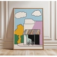 Colourful Cafe Street Minimalist Line Art Modern Urban Wall Decor ...