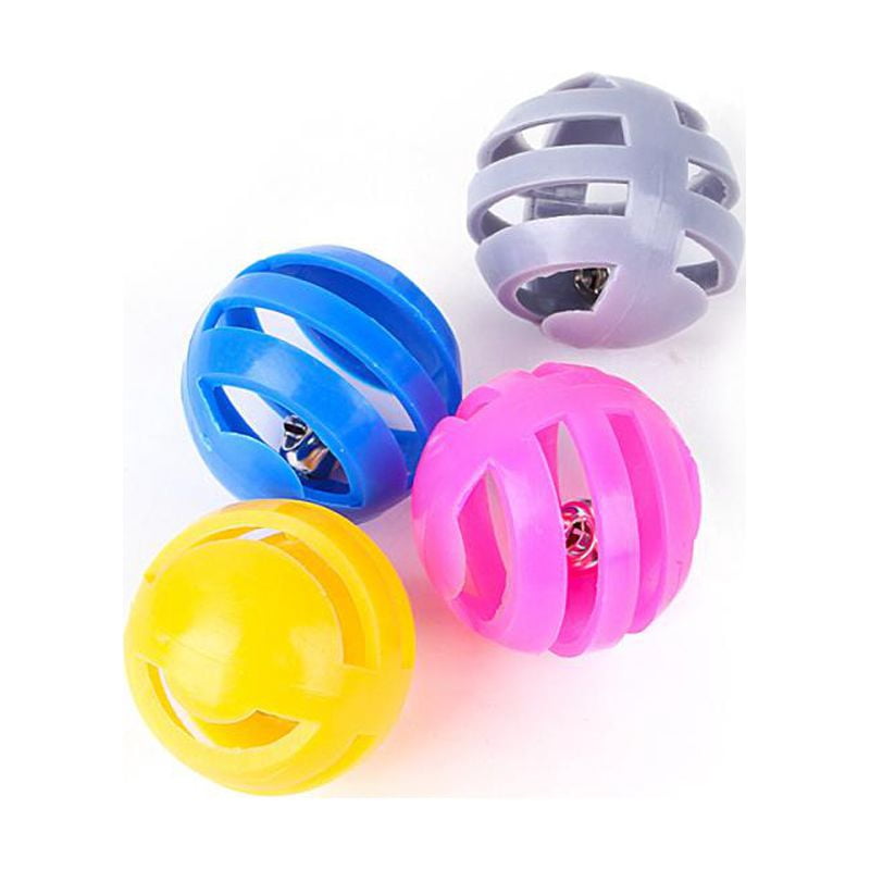 Colourful Cat Kitten Play Balls With Jingle Lightweight Bell Pounce ...
