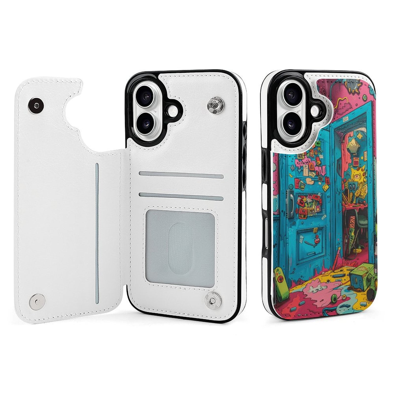 Colourful Chaos Leather Wallet Case for iPhone 16 15 14 13 12 11 Pro ... Colourful Chaos Leather Wallet Case for iPhone 16 15 14 13 12 11 Pro ...
