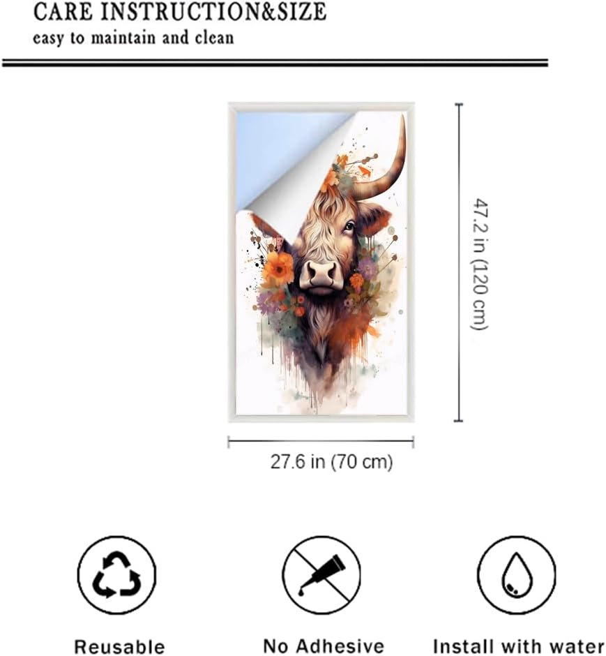 Colourful Cow Stained Glass Window Film Beautiful Flower Nature Animal ...