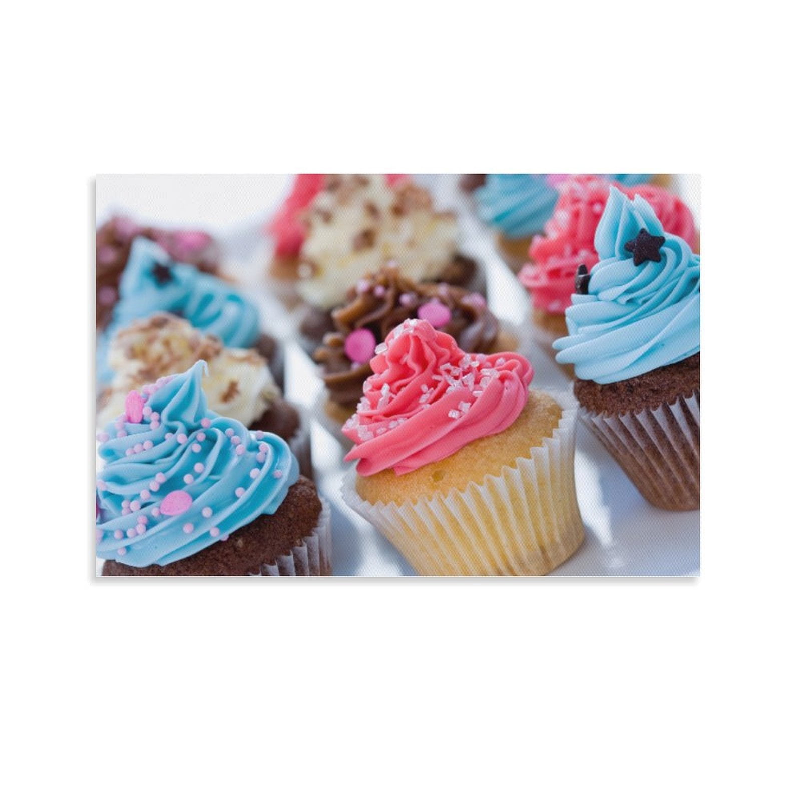 Colourful Cream And Chocolate Chip On The Cupcake Wall Art Canvas Art ...