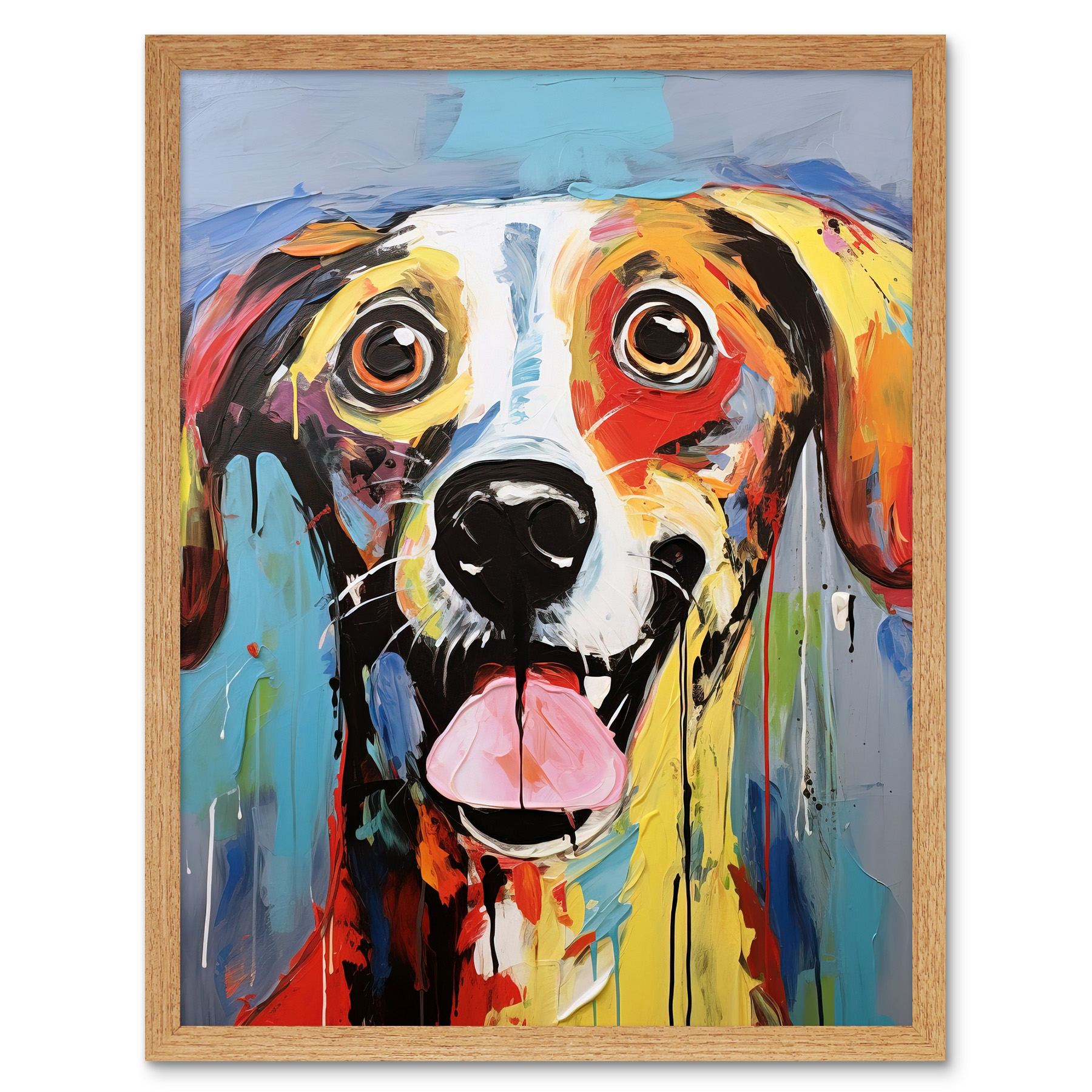Colourful Dog Portrait Artwork by Jason Brydson Happy Face Oil Painting ...