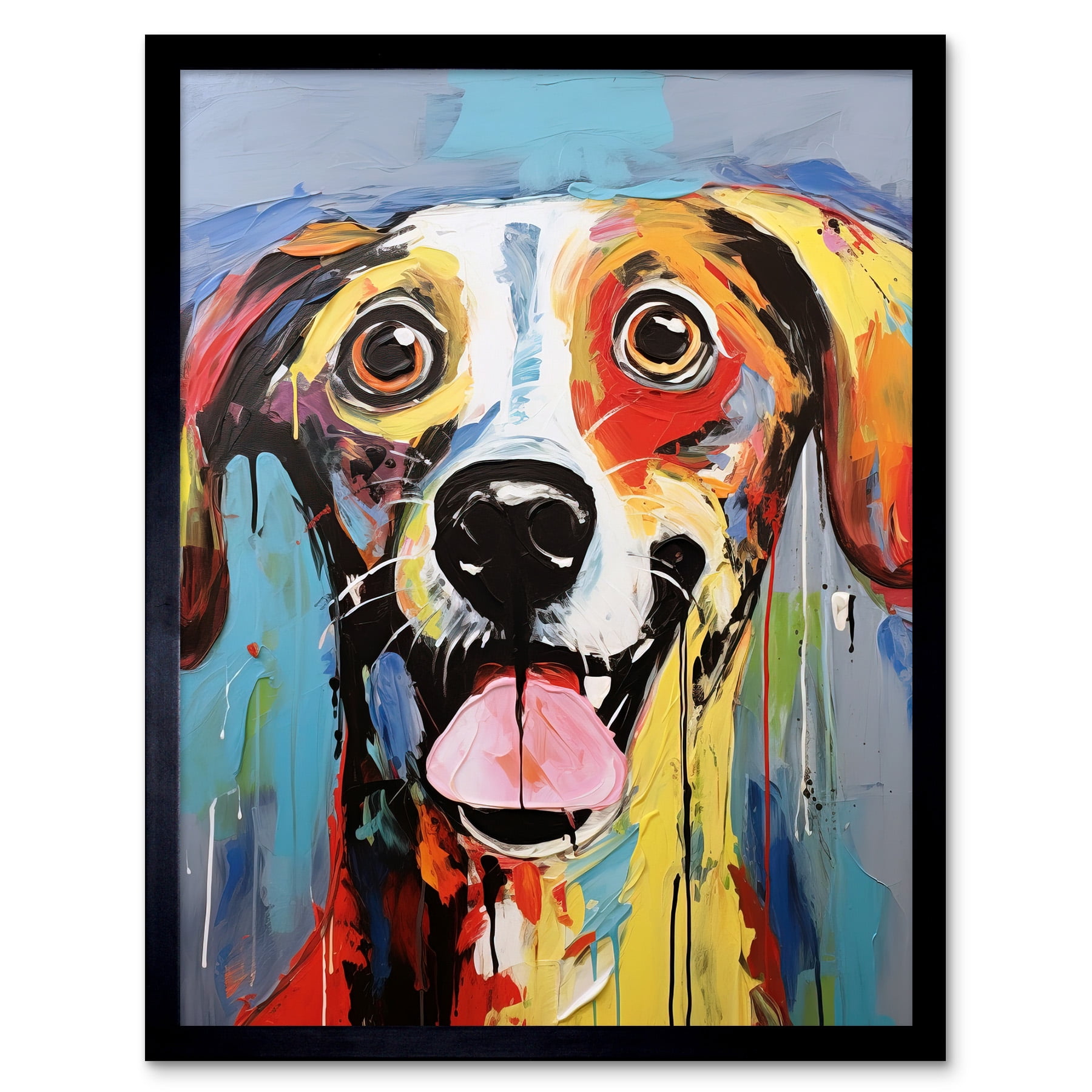 Colourful Dog Portrait Artwork by Jason Brydson Happy Face Oil Painting ...