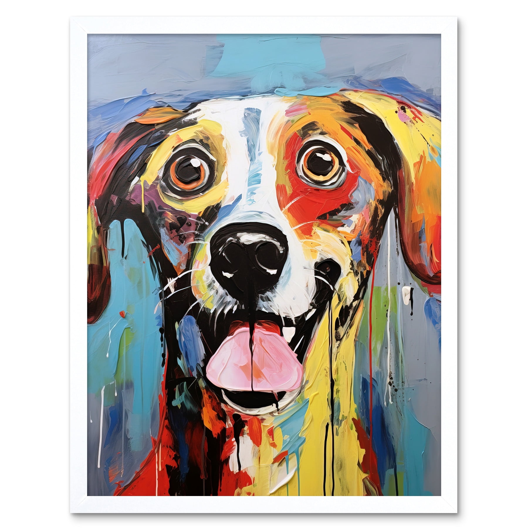 Colourful Dog Portrait Artwork by Jason Brydson Happy Face Oil Painting ...