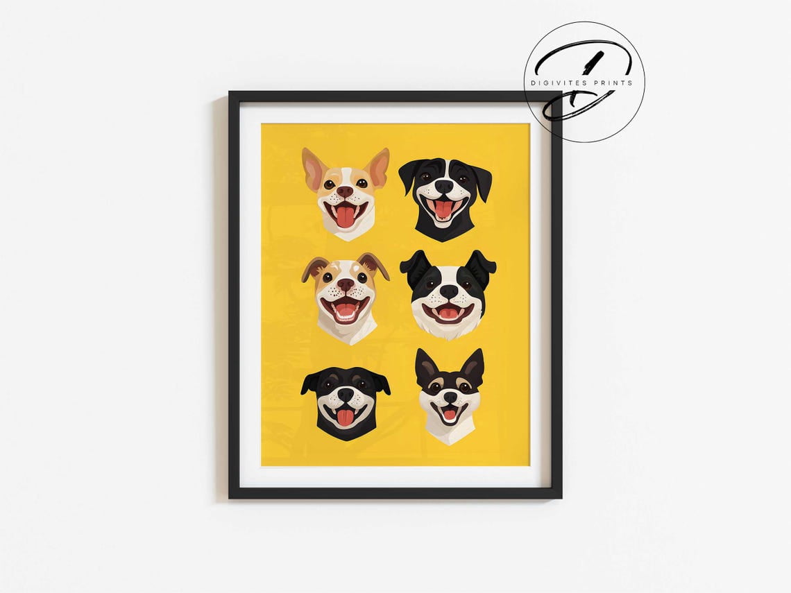 Colourful Dog Wall Art Print, Nursery Wall Art, Playroom Print, Bright ...