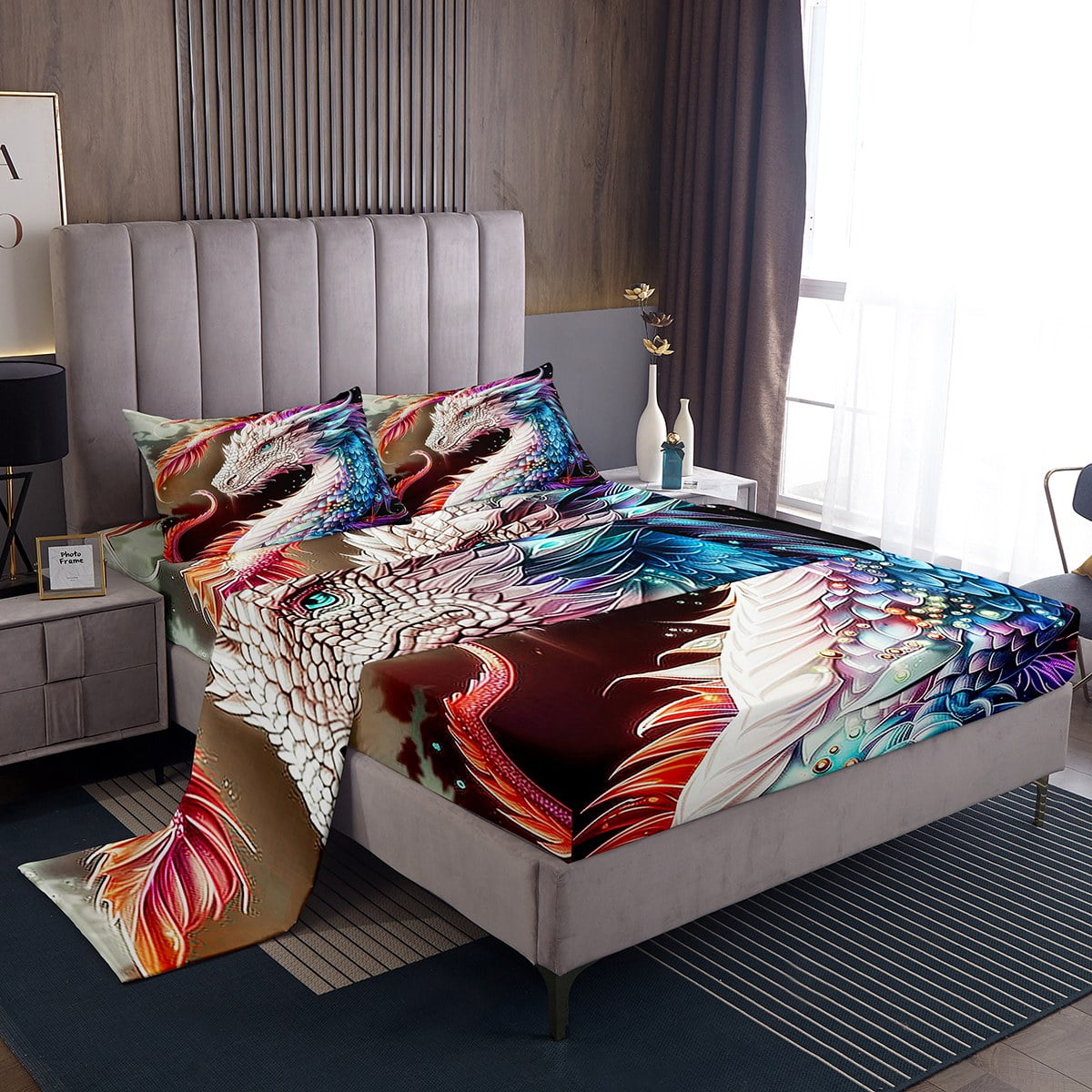 Colourful Dragon Queen Sheet Set,Vintage Gothic Sheets Artistic Fantasy ...