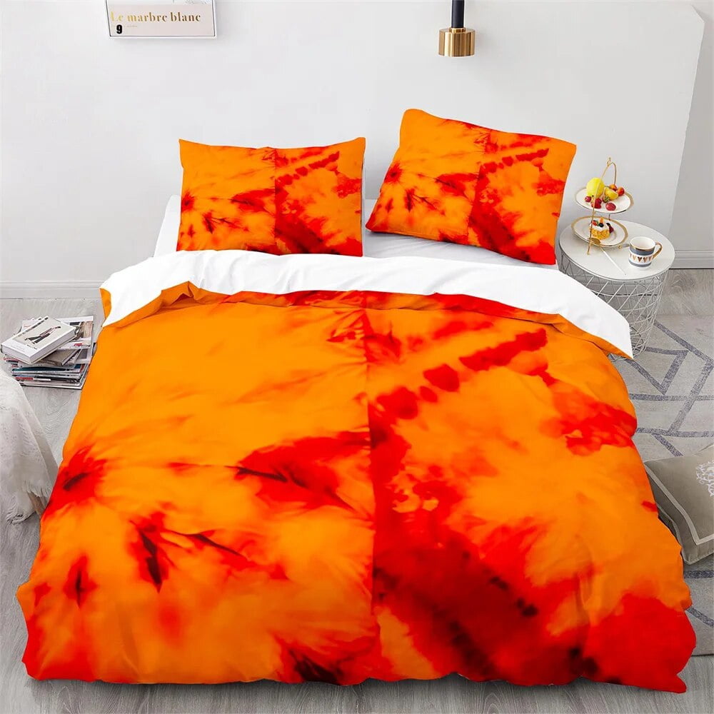 Colourful Fire Duvet Cover Set Cool Blue Orange Green Fire Pattern ...