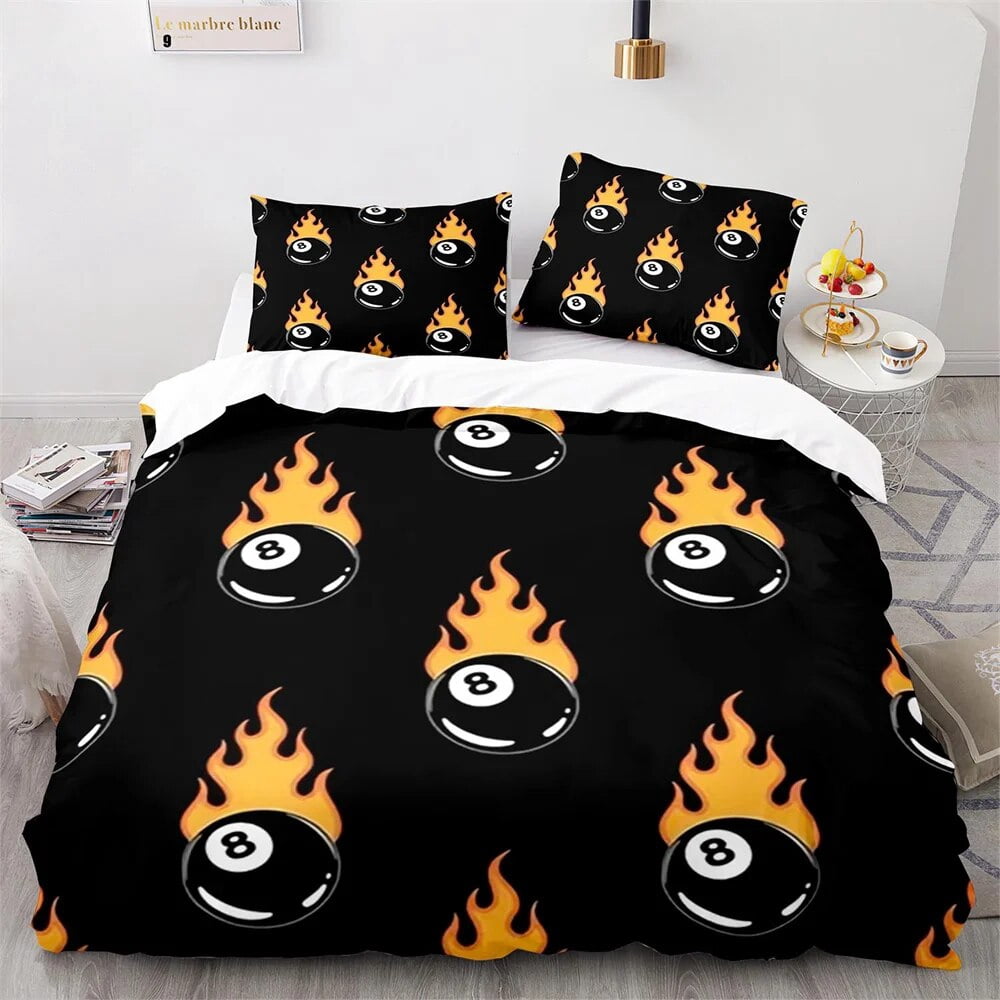 Colourful Fire Duvet Cover Set Cool Blue Orange Green Fire Pattern ...