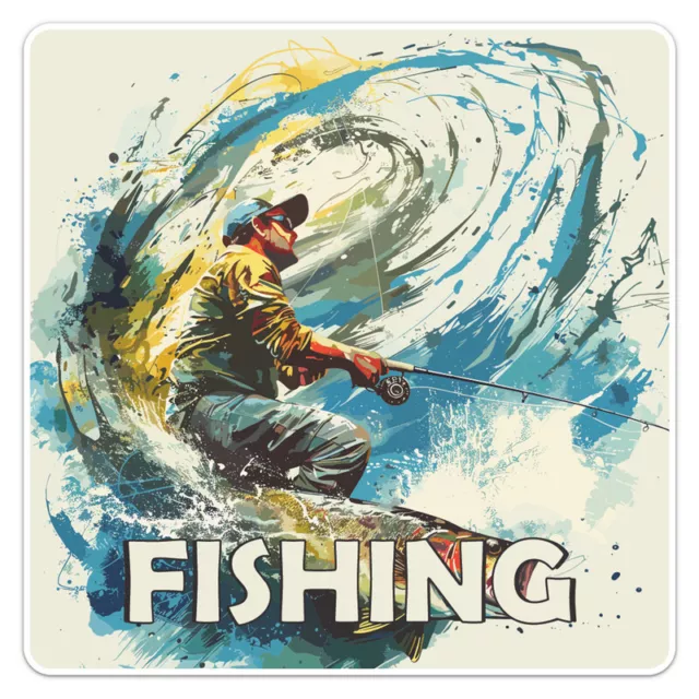 Colourful Fishing Sticker Phone Decal Water Bottle Stickers Car Decals ...