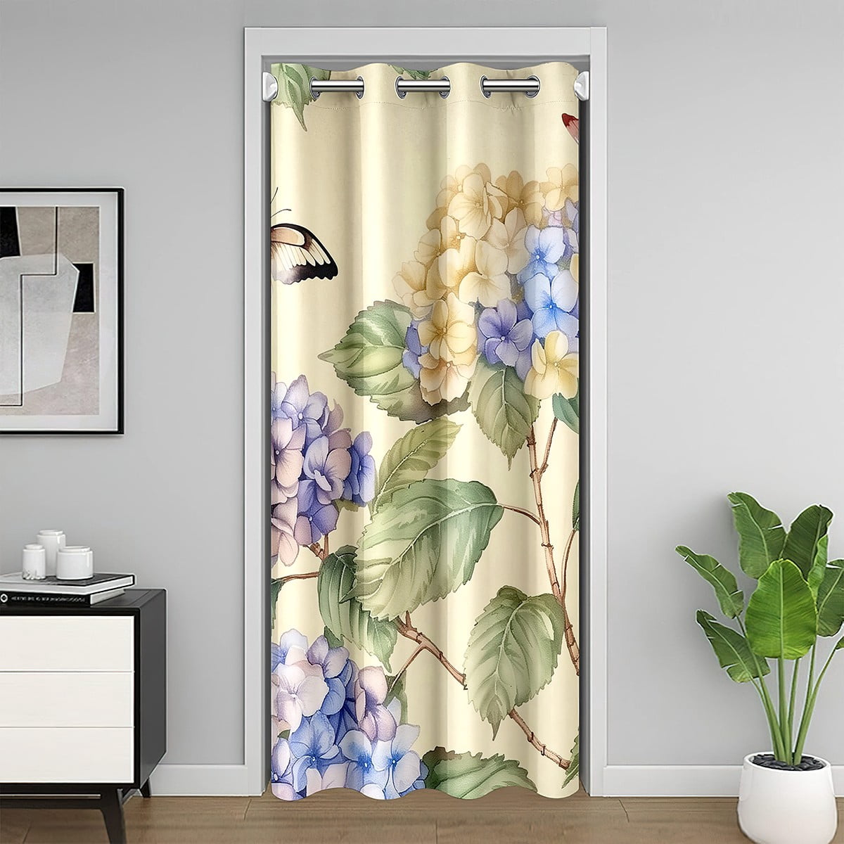 Colourful Flower 42"W X 80"L Door Drape,Green Leaf Hydrangea Door ...