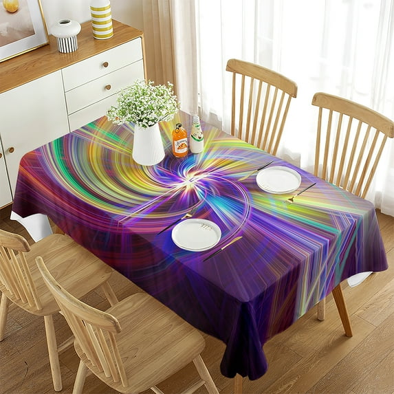 Colourful Flowing Line Swirl Tablecloth Abstract Line Geometric Lines ...