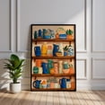 Colourful Folk Pottery Mediterranean Shelf Rustic Ceramic Illustration ...