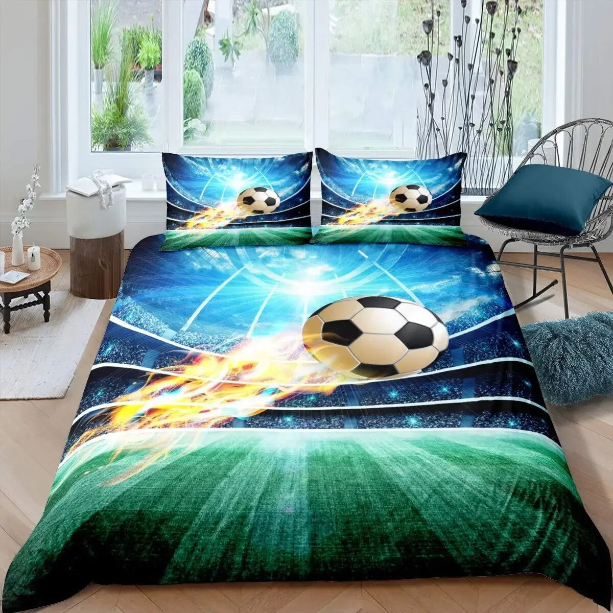 Colourful Football Soccer Duvet Cover Set King Full Size Bedding Set ...
