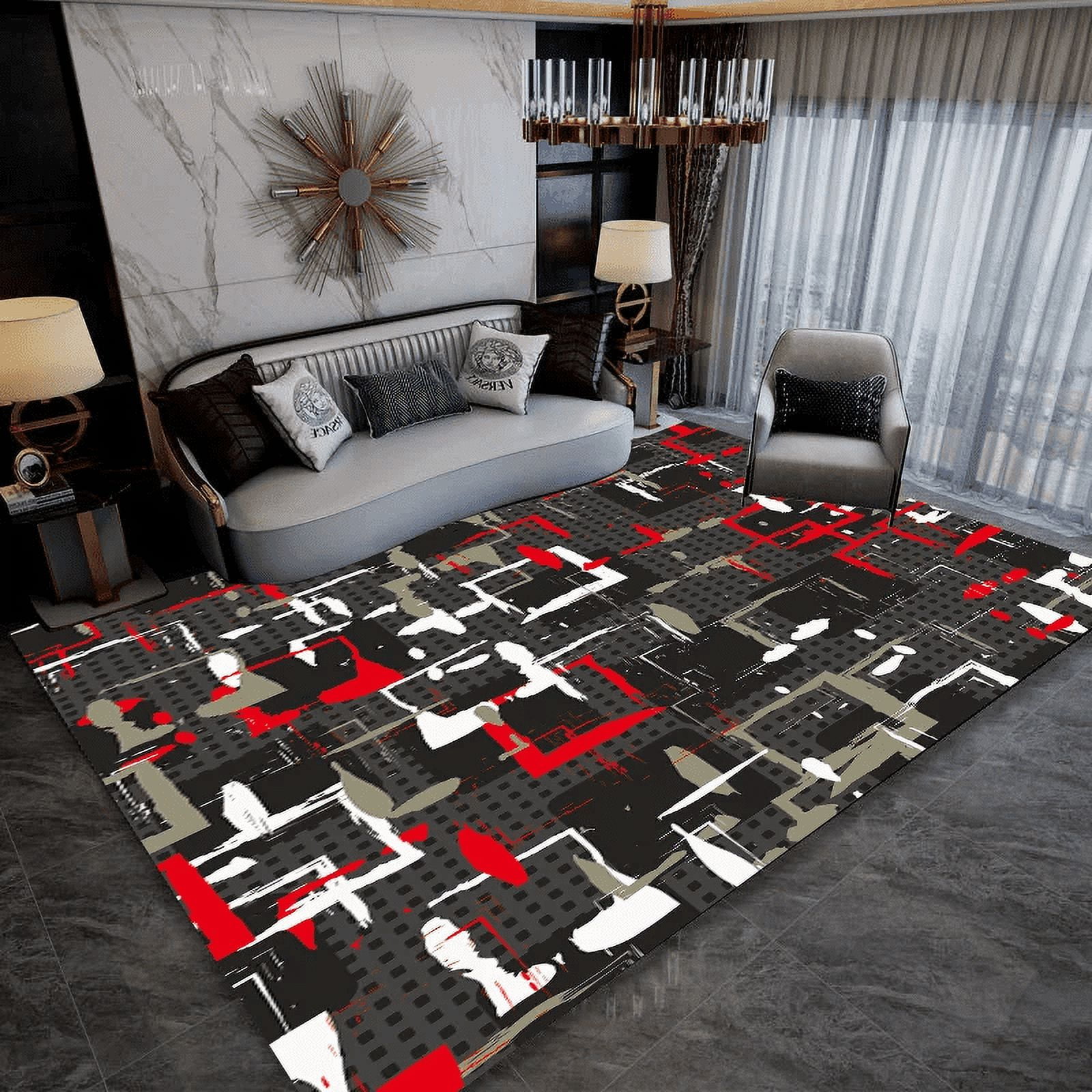 Colourful Geometry Abstract Floor Lounge Rug Carpets Room ration Large ...