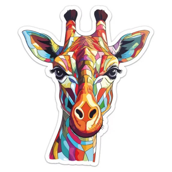 Colourful Giraffe Animal Decal Sticker Phone Decal Water Bottle ...