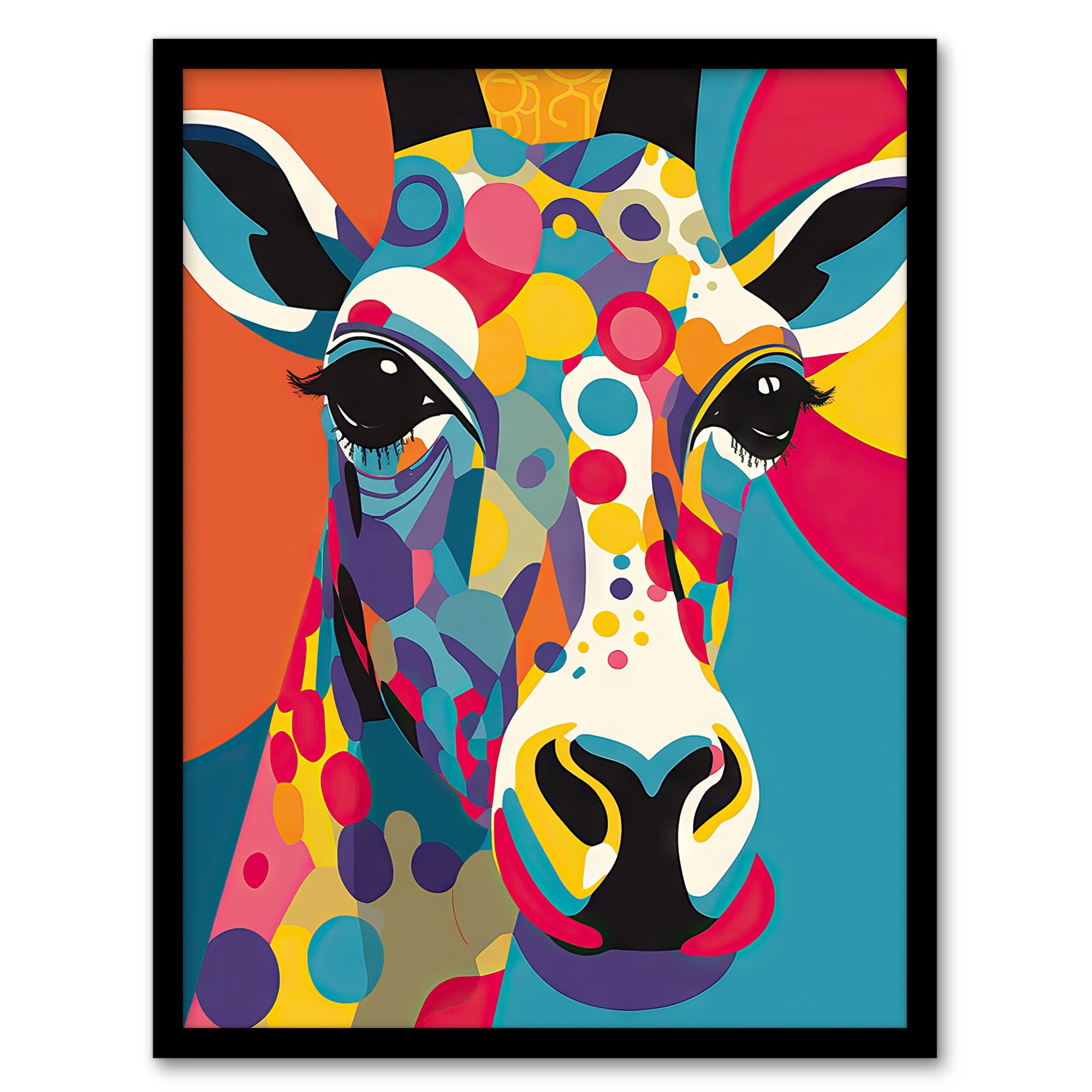 Colourful Giraffe Graphic Artwork Zoo Animal Geometric Patterns And ...