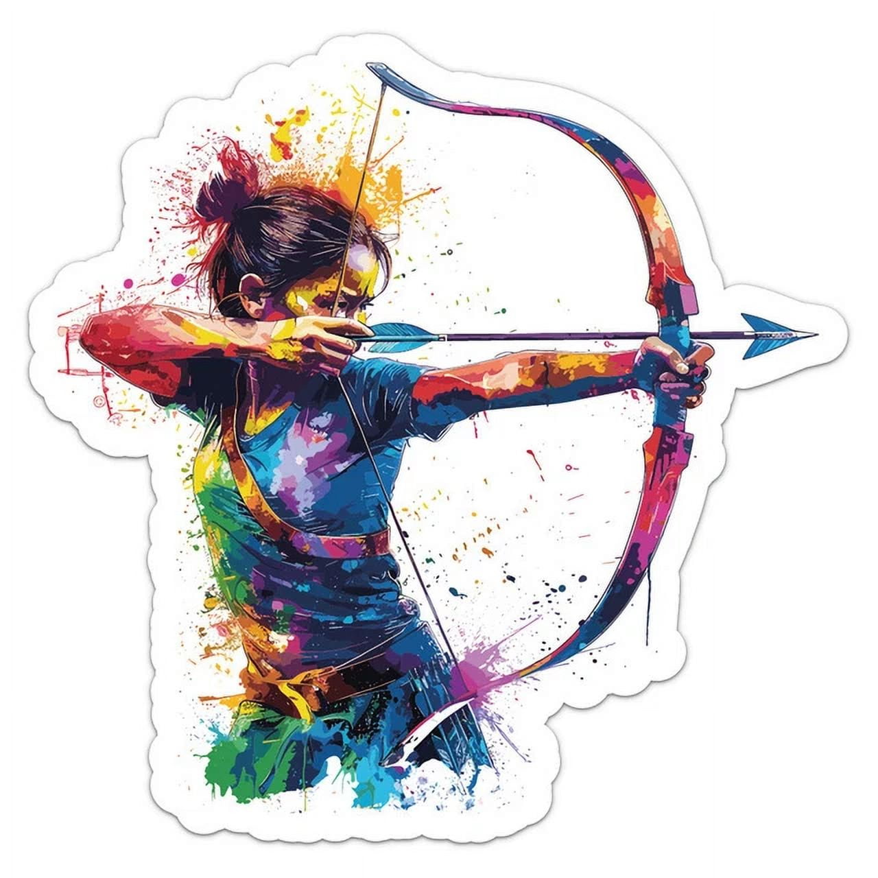 Colourful Girl Archery Sticker Phone Decal Water Bottle Stickers Car ...