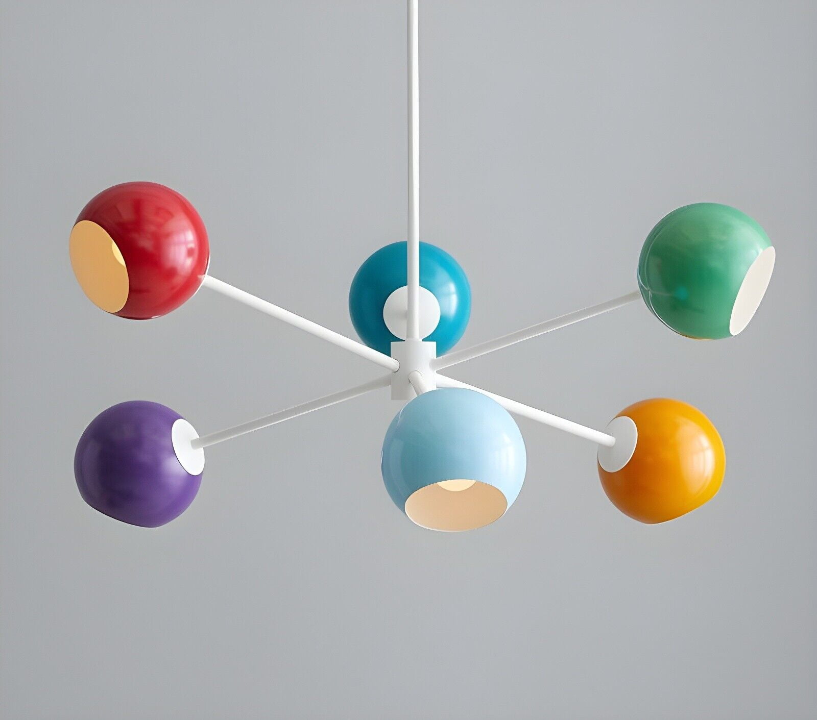Colourful Globe Chandelier Mid Century Modern Brass Ceiling Mount ...
