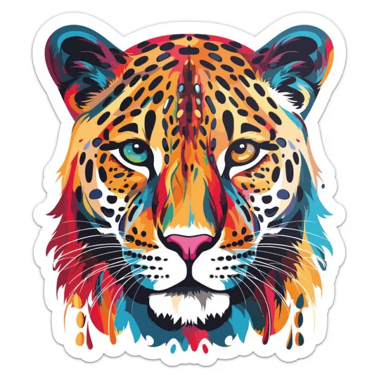 Colourful Jaguard Animal Sticker Phone Decal Water Bottle Stickers Car ...