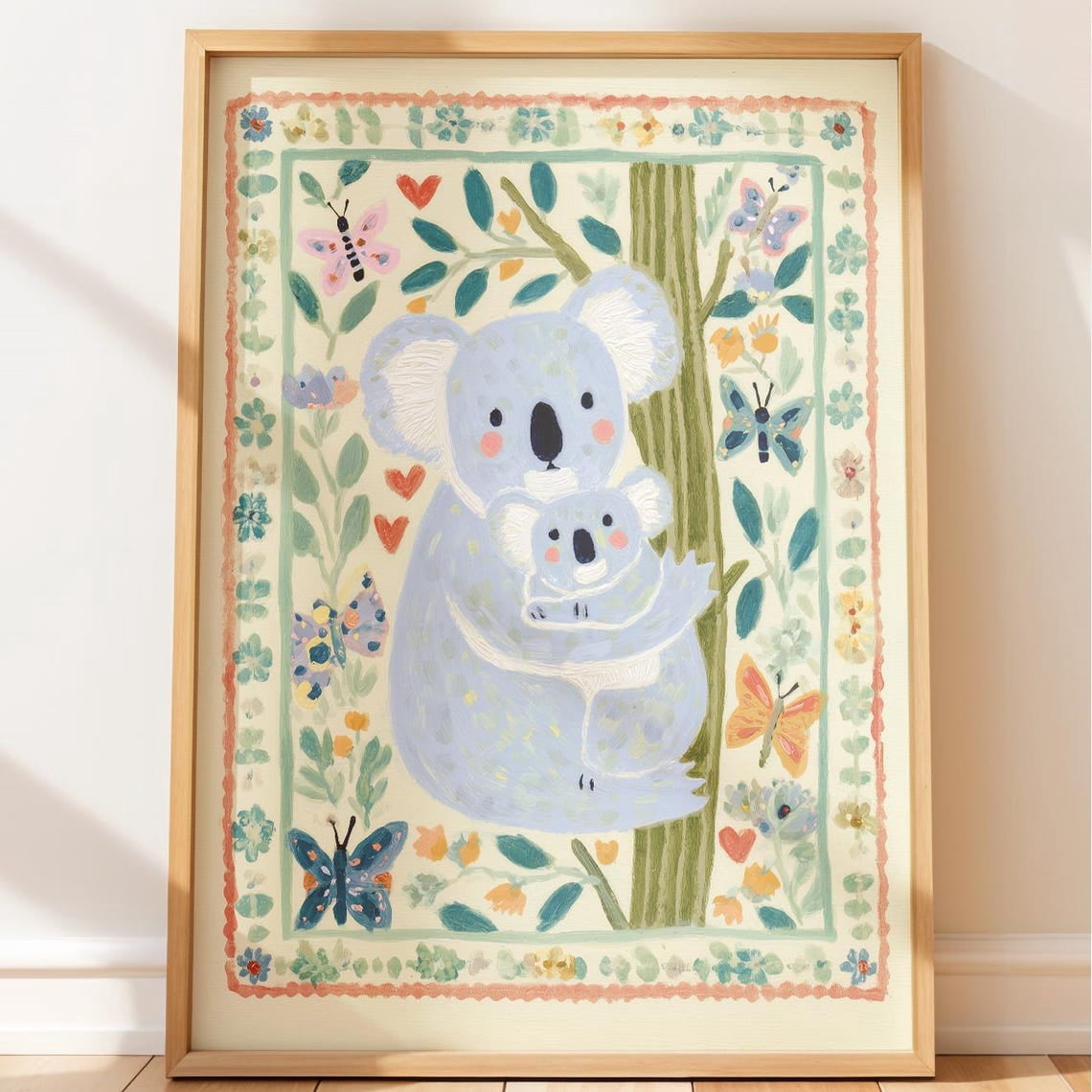 Colourful Kids Nursery Art Koala Mother with Joey Kids Wall Art ...