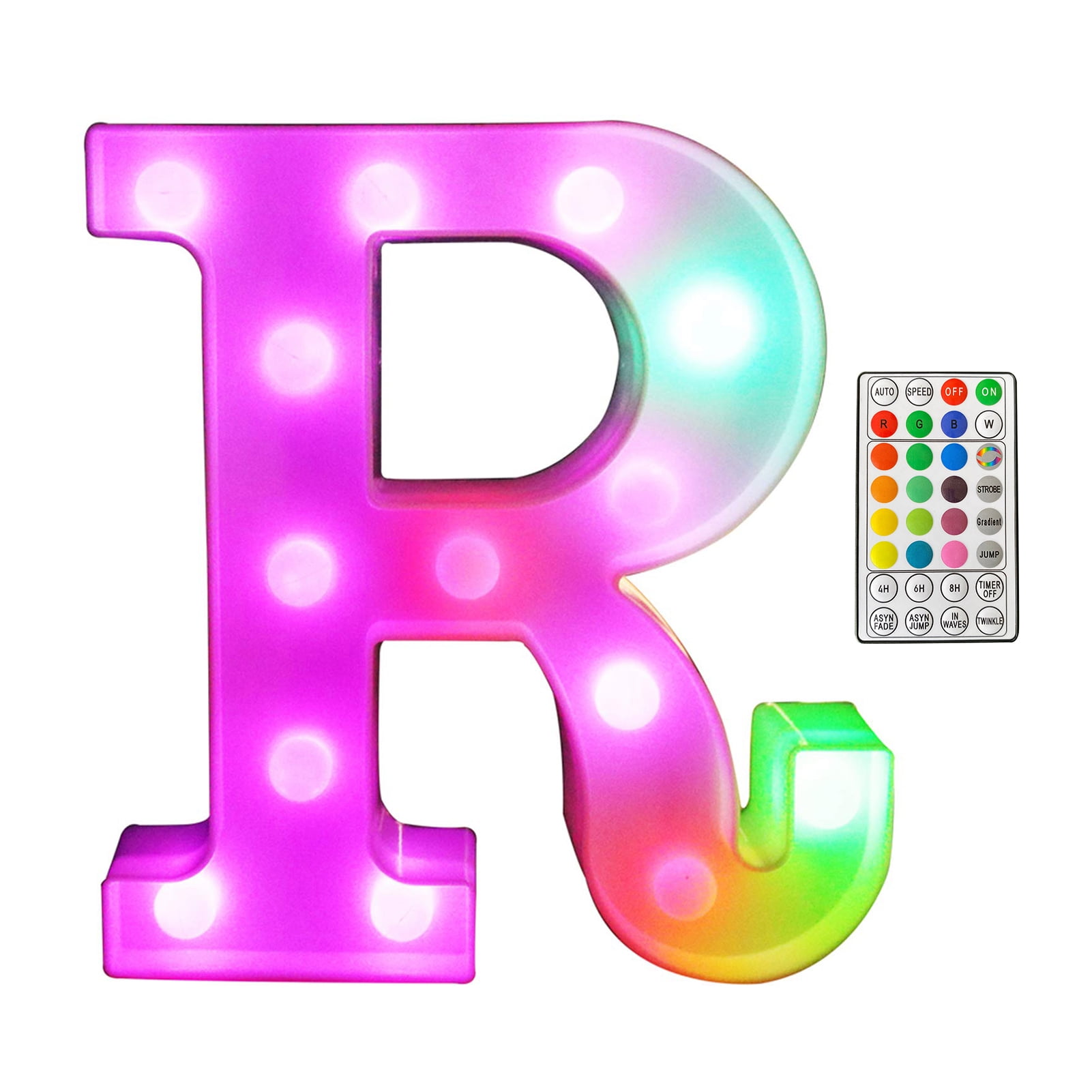 Colourful LED Letter Lights with Remote 4 Flashing Modes Adjustable ...