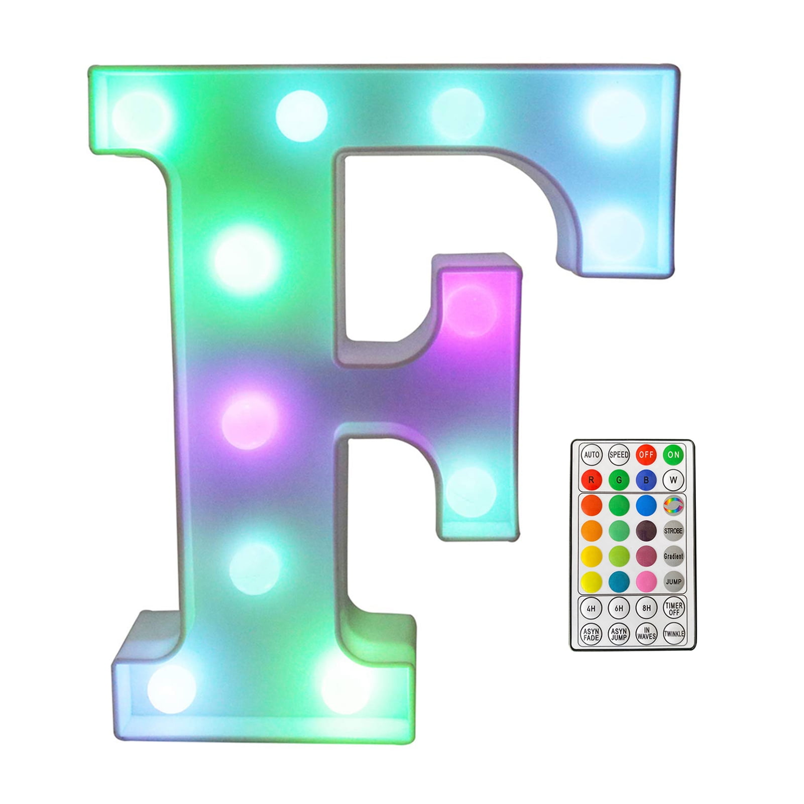 Colourful LED Letter Lights with Remote 4 Flashing Modes Adjustable ...